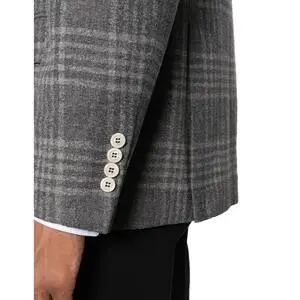 Brunello Cucinelli Plaid Blazer Jacket - Gray