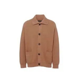 Prada Ribbed Knit Cashmere Cardigan - Brown