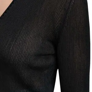TOM FORD Sheer Fine-ribbed Top - Black