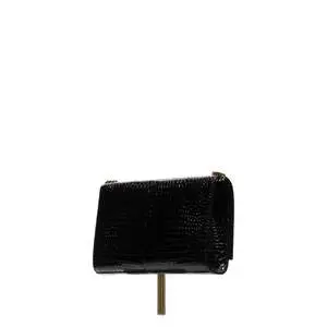 Saint Laurent Kate Medium Tassel Crocodile Embossed Leather Bag - Black