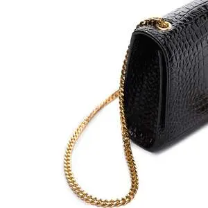 Saint Laurent Kate Medium Tassel Crocodile Embossed Leather Bag - Black