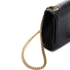 Saint Laurent Kate Medium Tassel Crocodile Embossed Leather Bag - Black