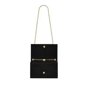 Saint Laurent Kate Medium Tassel Crocodile Embossed Leather Bag - Black