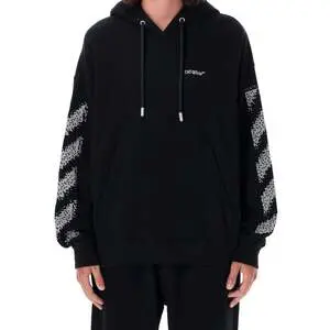 Off-White Pixel Diag Skate Hooded Sweatshirt - Black