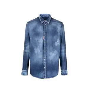 Dsquared2 Distressed Effect Denim Shirt - Blue