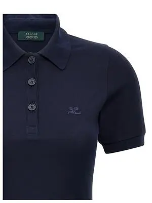 COURREGES Piqué Polo Dress - Blue