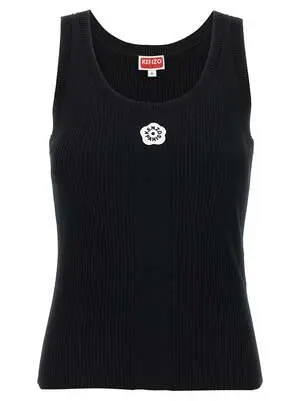 Kenzo Boke Flower 2.0 Ribbed Viscose Top - Black