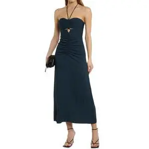 SELF-PORTRAIT Cut-out Ruched Maxi Dress