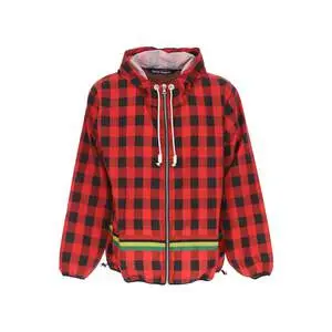 Palm Angels Checked Windbreaker Jacket - Red