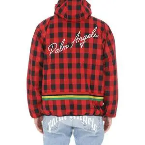 Palm Angels Checked Windbreaker Jacket - Red