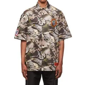 Heron Preston Camouflage Popline Shirt - Green