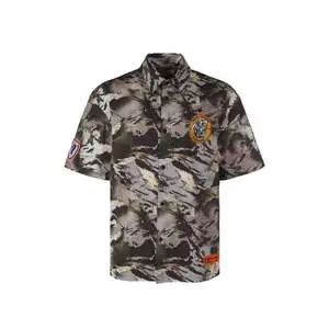 Heron Preston Camouflage Popline Shirt - Green
