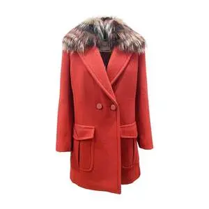 Fendi Fur Collar Wool Coat - Red