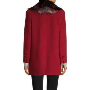 Fendi Fur Collar Wool Coat - Red