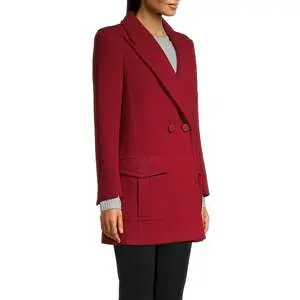 Fendi Fur Collar Wool Coat - Red
