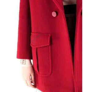 Fendi Fur Collar Wool Coat - Red