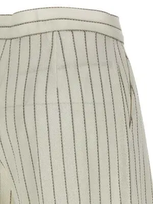 Max Mara Pinstriped Trousers - White