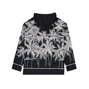 Palm Angels Hooded Printed Shirt - Black