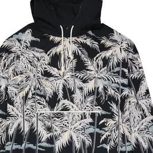 Palm Angels Hooded Printed Shirt - Black
