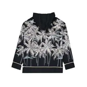 Palm Angels Hooded Printed Cotton Shirt
