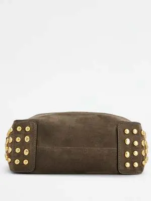 TOD'S Metal Dots Mini Bag In Suede - Gray