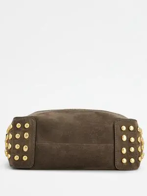 TOD'S Metal Dots Mini Bag In Suede - Gray