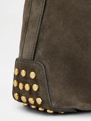 TOD'S Metal Dots Mini Bag In Suede - Gray