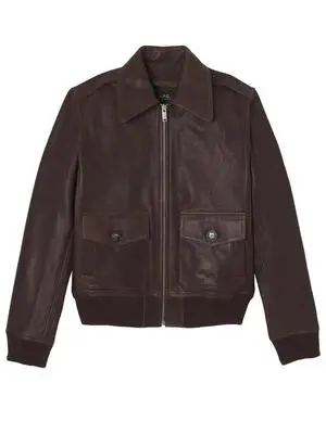 A.p.c. Blouson In Pelle Gaelle - Brown