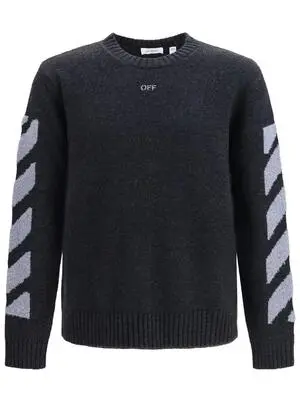 Off-White Diag Fuzzy Knit Crewneck - Gray