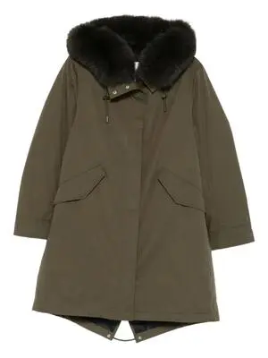 YVES SALOMON Fur Hood Long Parka - Green