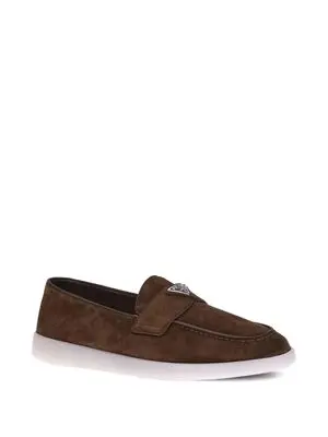 Prada Soft Suede Loafers - Brown