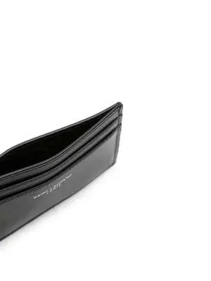 Saint Laurent Porta Carte Di Credito In Pelle Gramma De Poudre - Black