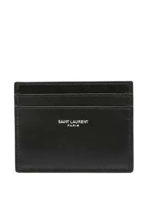 Saint Laurent Porta Carte Di Credito In Pelle Gramma De Poudre - Black