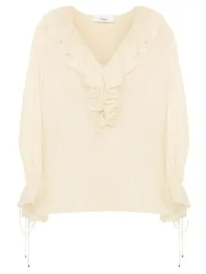 Chloé Silk Ruffle Blouse - Multicolor