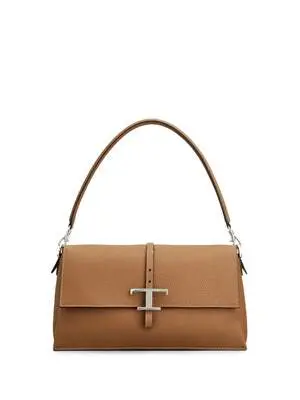 TOD'S T Timeless Small Leather Flap Bag - Brown