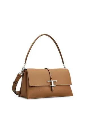 TOD'S T Timeless Small Leather Flap Bag - Brown