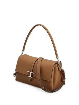 TOD'S T Timeless Small Leather Flap Bag - Brown