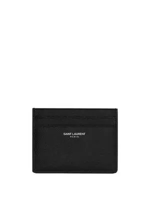 Saint Laurent Card Case In Grain De Poudre Leather - Black