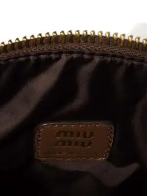 Miu Miu Gabardine Pouch With Woven Tape Wristlet - Brown