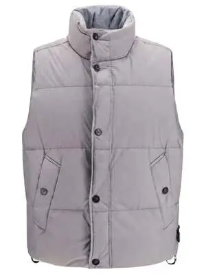 Stone Island Gilet Imbottito In Piuma Resistente Al Vento Con Antigoccia - Gray