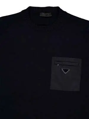 Prada Wool Sweater With Nylon Patch Pocket