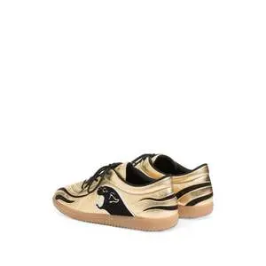 Valentino Garavani Laminated Nappa Leather Low Top Sneakers - Gold