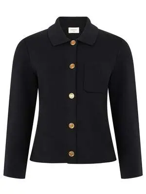 Saint Laurent Polo Cardigan In Wool - Black