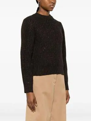 Brunello Cucinelli Cashmere And Wool Ribbed Sweater - Brown