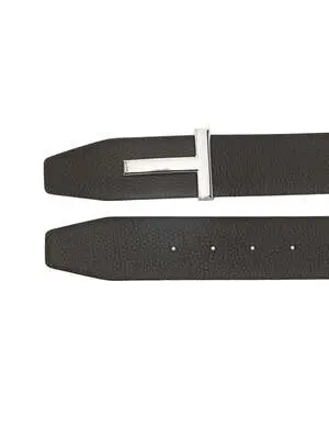 TOM FORD Grained Leather T Icon Reversible Belt