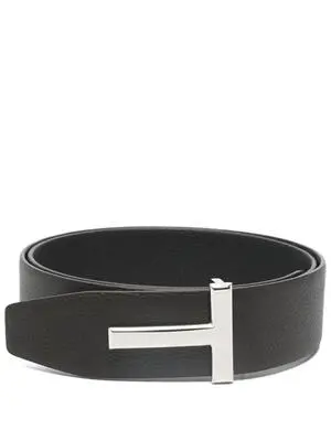 TOM FORD TOM FORD Grained Leather T-Icon Reversible Belt Brown