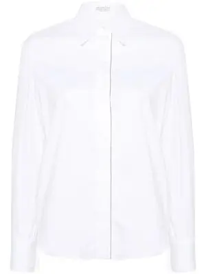Brunello Cucinelli Stretch Cotton Poplin Shirt - White