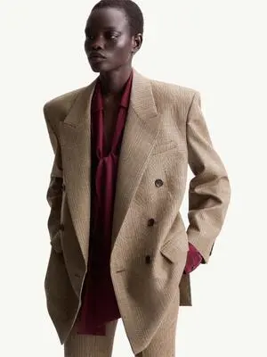 Saint Laurent Double-breasted Puppytooth Wool Jacket - Brown