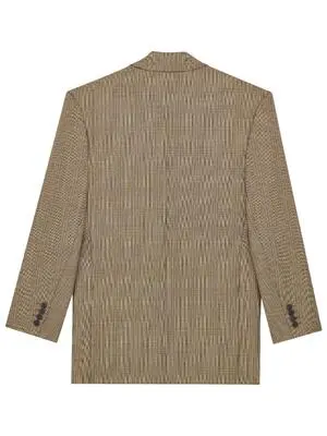 Saint Laurent Double-breasted Puppytooth Wool Jacket - Brown