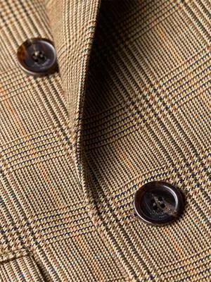Saint Laurent Double-breasted Puppytooth Wool Jacket - Brown